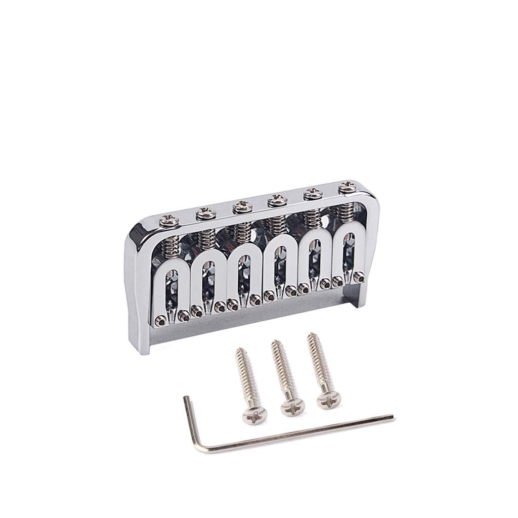Ogdni 6 Strings Hardtail Saddle Bridge,Chrome-Plated String Through ...