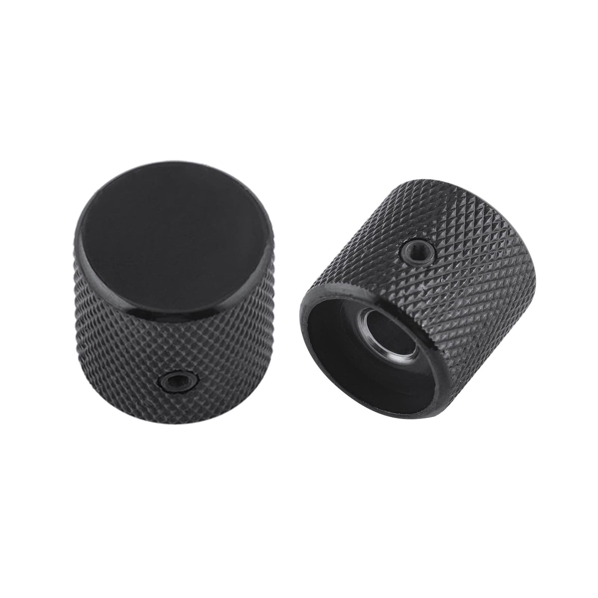 Rubatone Metal Guitar Knobs Flat Top Control Knobs With Black Knurled ...