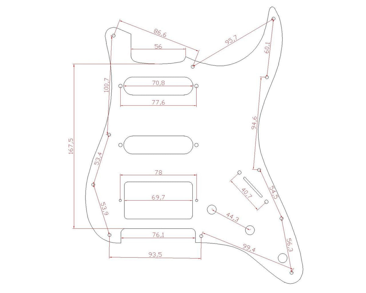 Kaish 11 Hole St/Strat Style Pickguard Hss Pick Guard With St Back ...