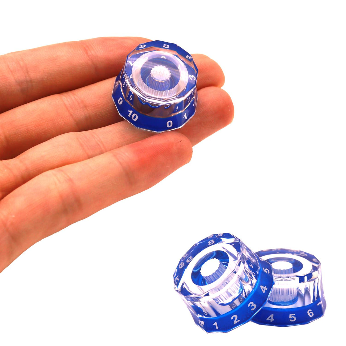 4Pcs Dodecagon Design Transparent Electric Guitar Knobs Clear Blue ...