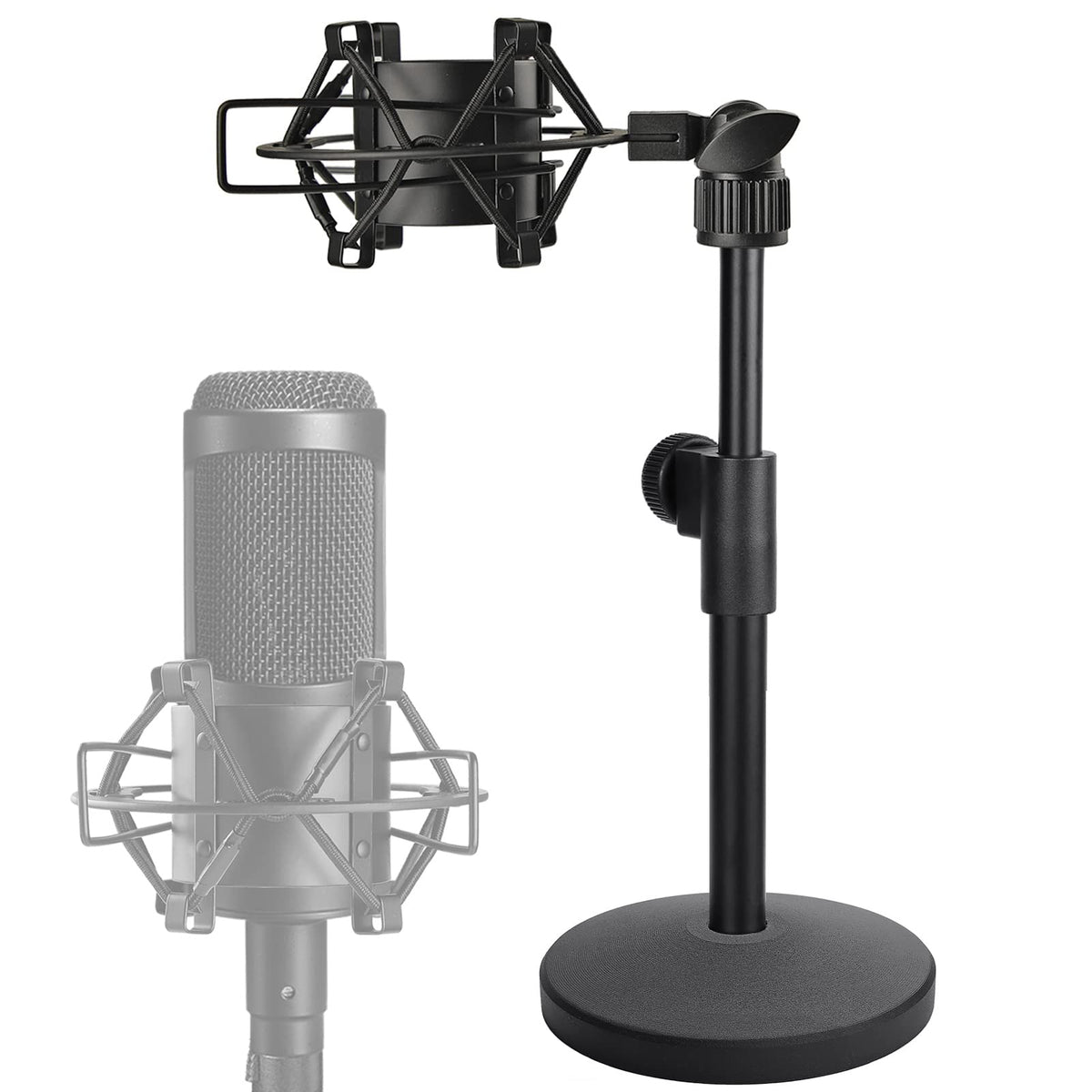 Desk Mic Stand, Adjustable Metal Table Microphone Stand With Shock ...