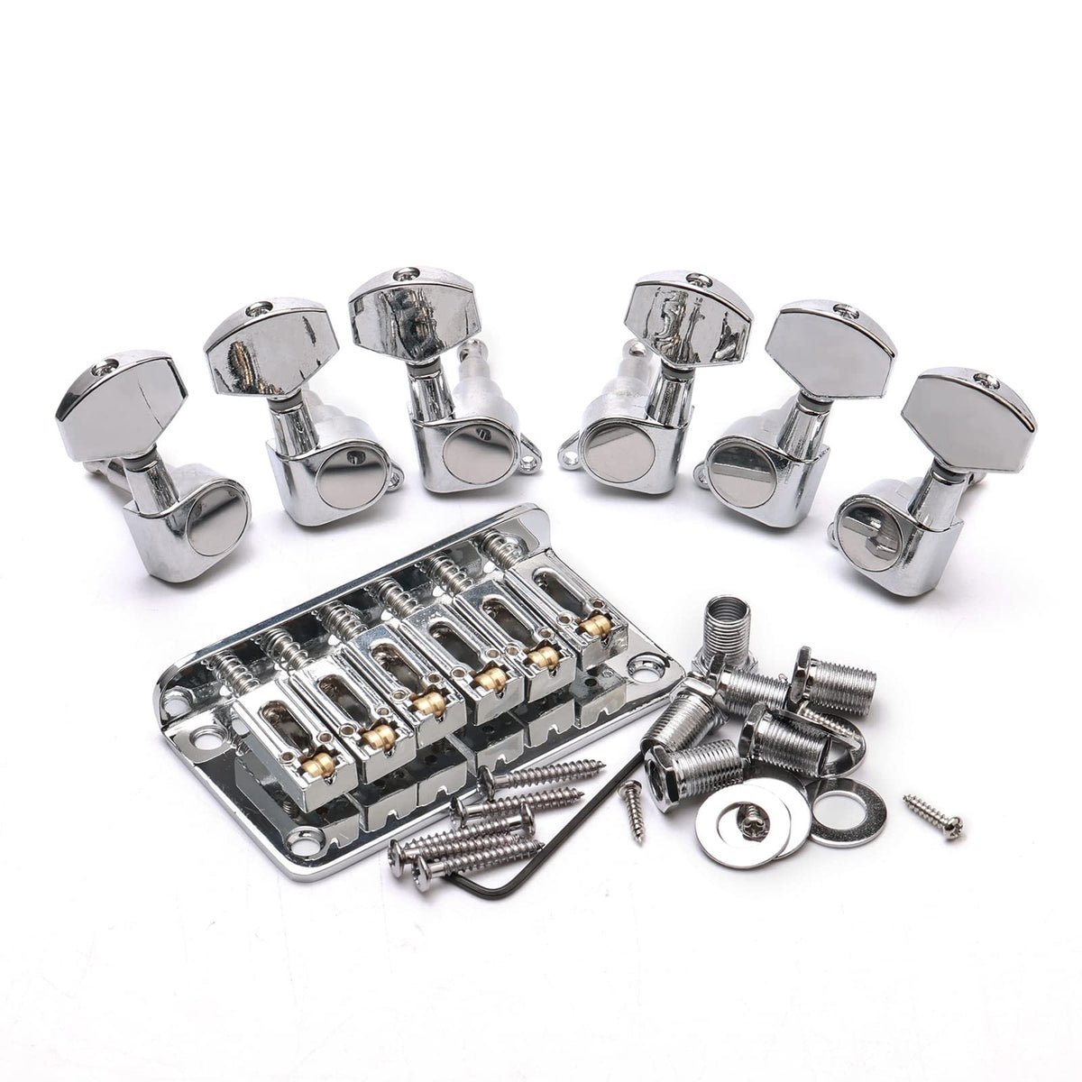 Unxuey Electric Guitar Bridge With 3R+3L String Tuning Key Pegs For 6 ...