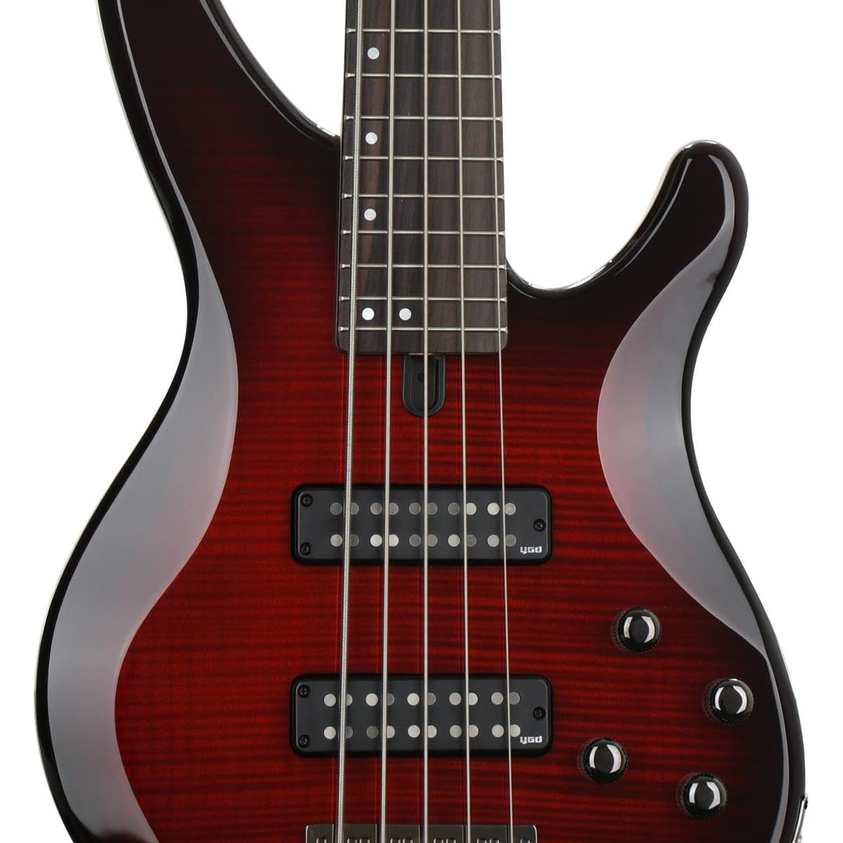 Yamaha Trbx605 5-String Flamed Maple Bass Guitar, Dark Redburst ...