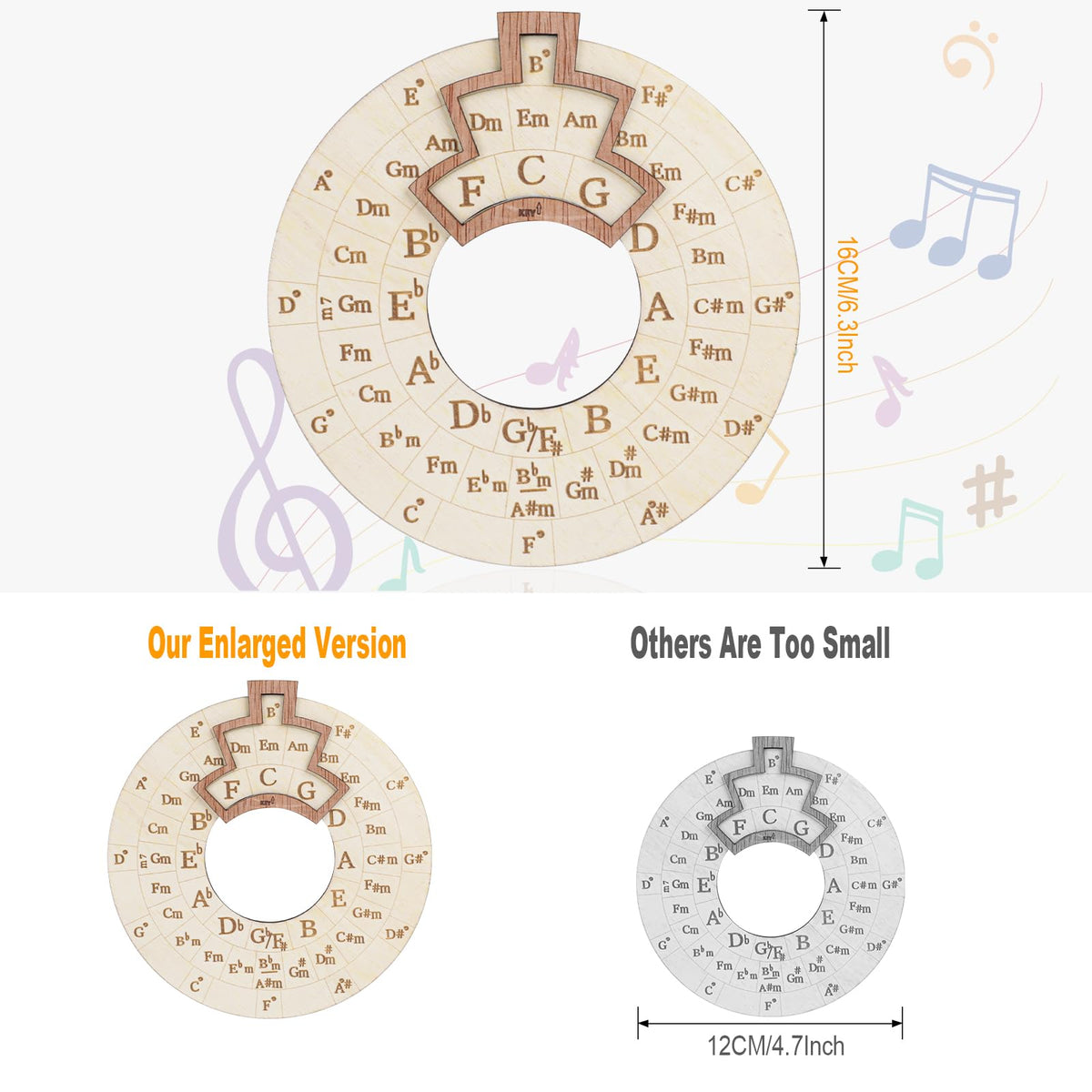 Round Melody Chord Tool, 6.3 Inches Circle Of Fifths Wheel Melody Tool ...