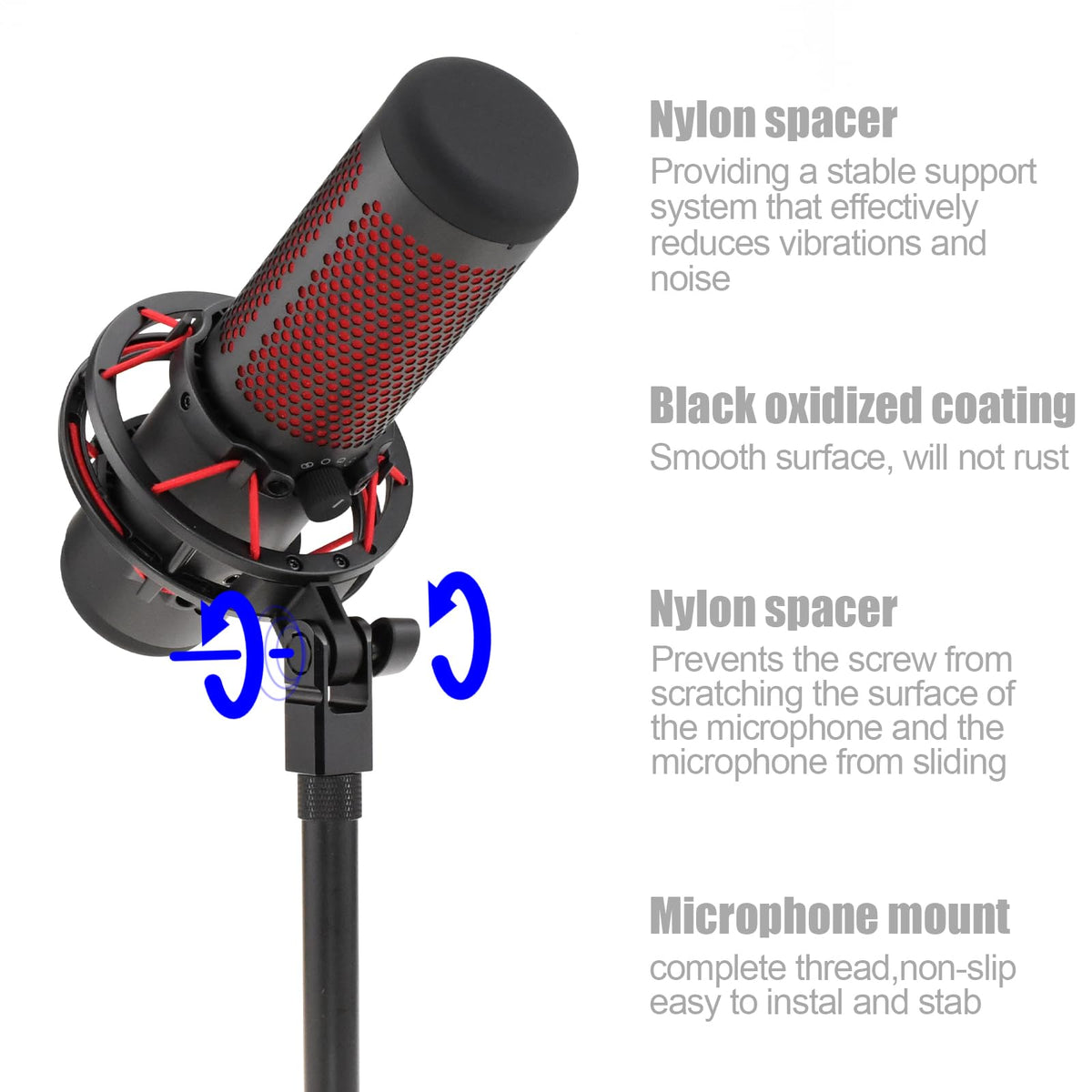 Microphone Mount Adapter For Hyperx Quadcast With 3/8'' Or 1/4'' Screw ...