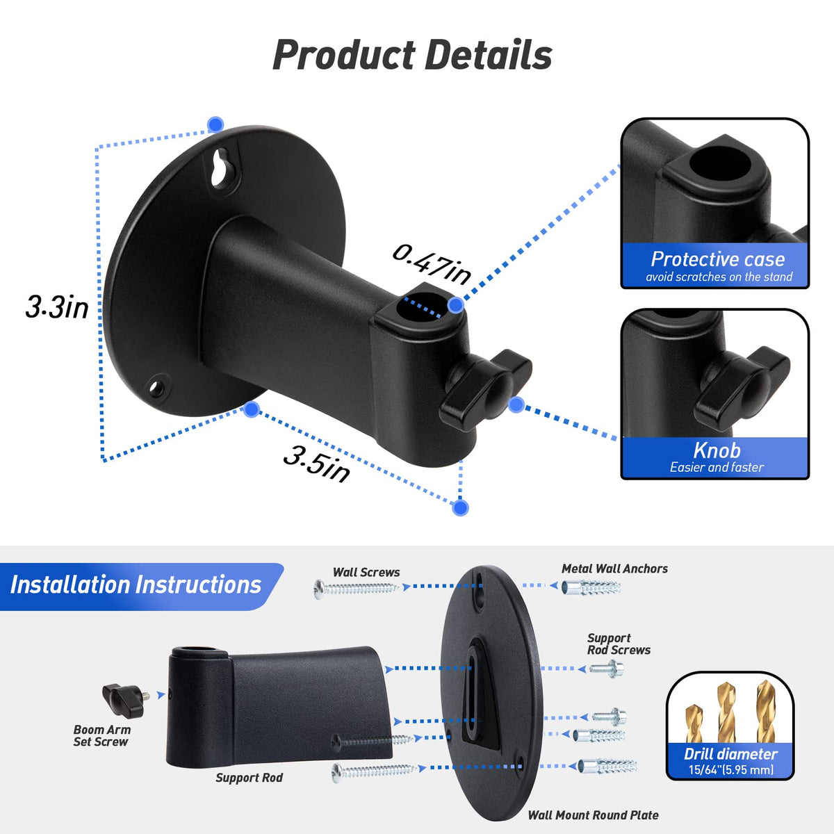 Sunmon Microphone Wall Mount And Metal Table Mounting Clamp, Universal ...