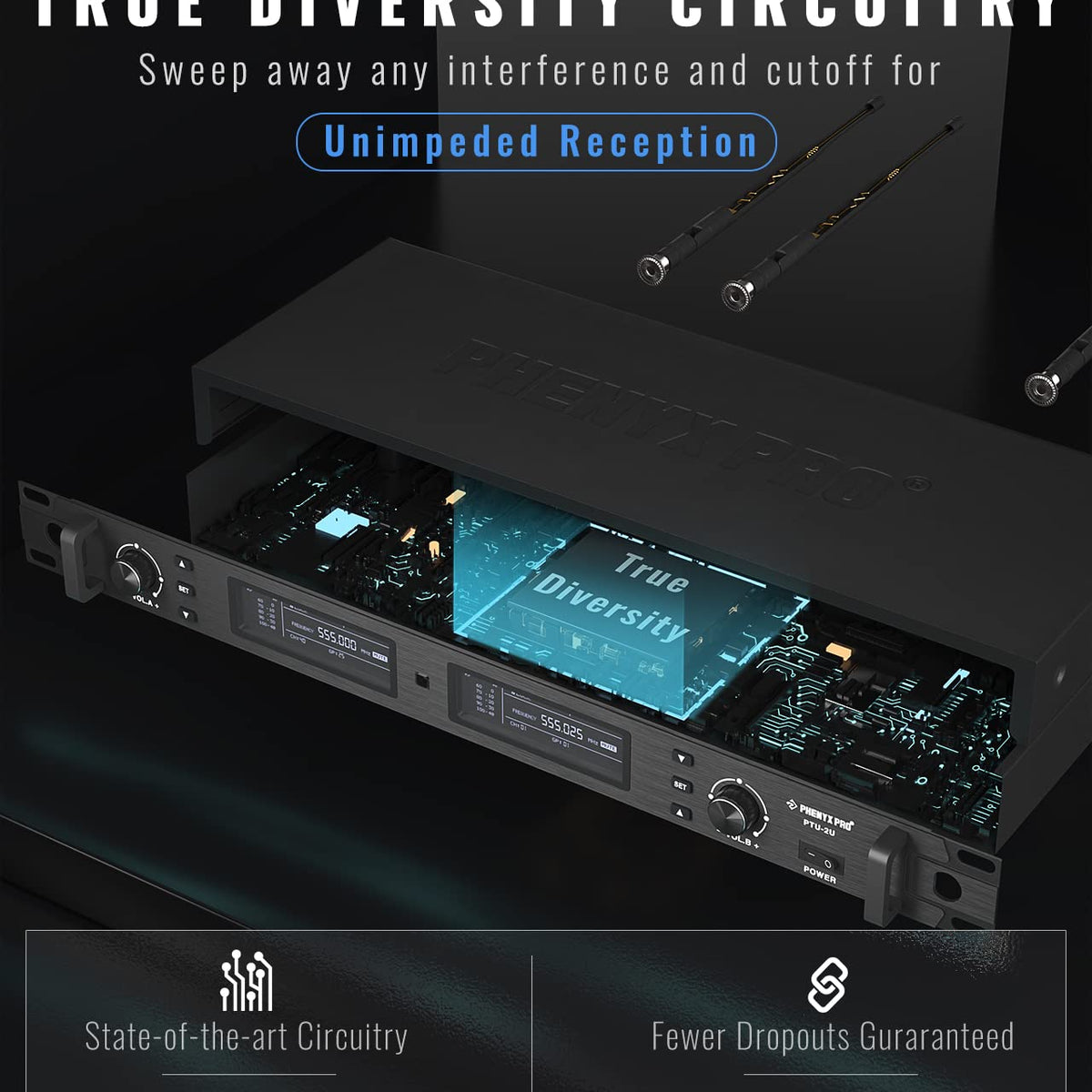 Phenyx Pro Wireless Microphone System, True Diversity Dual Cordless ...