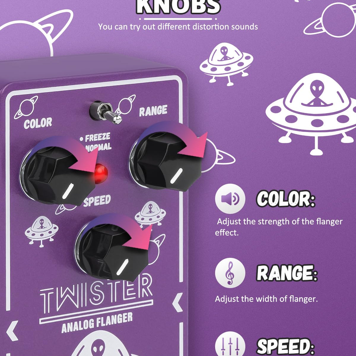 Strich Tmister Flanger Guitar Pedal For Analog Effect Pedals, 2 Modes ...