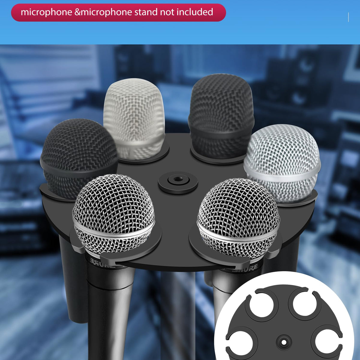 Multi Microphone Holder Up To 6 Mic (Aluminum/Rubber Padding) For ...