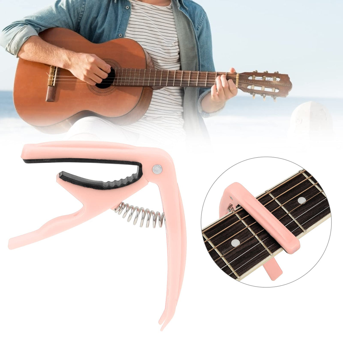 Eujgoov Guitar Capo, Abs Shell 6-String Guitar Clamp With Spring For ...