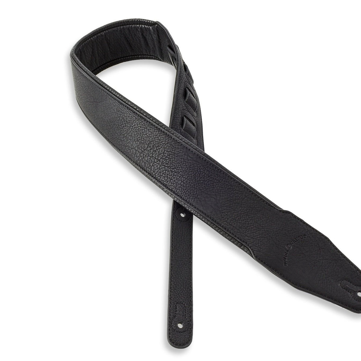 Walker & Williams G-15 Black Leather Natural Texture Guitar Strap With ...