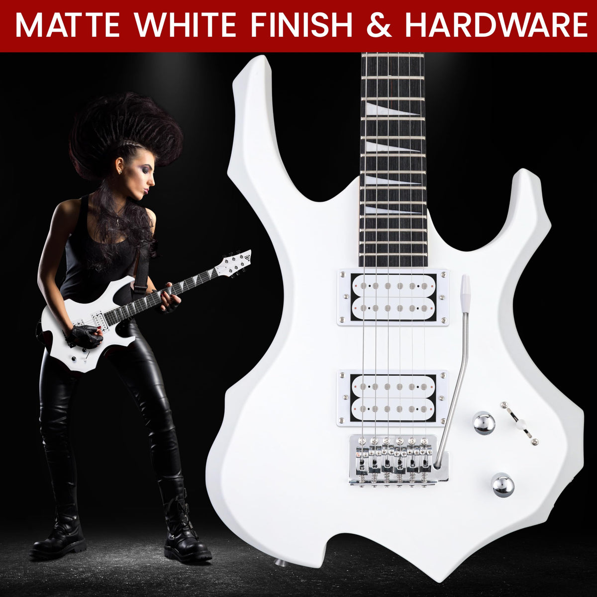 Pyle Heavy Metal Eg Fire Electric Guitar Axe W/ Amplifier Kit, Full ...