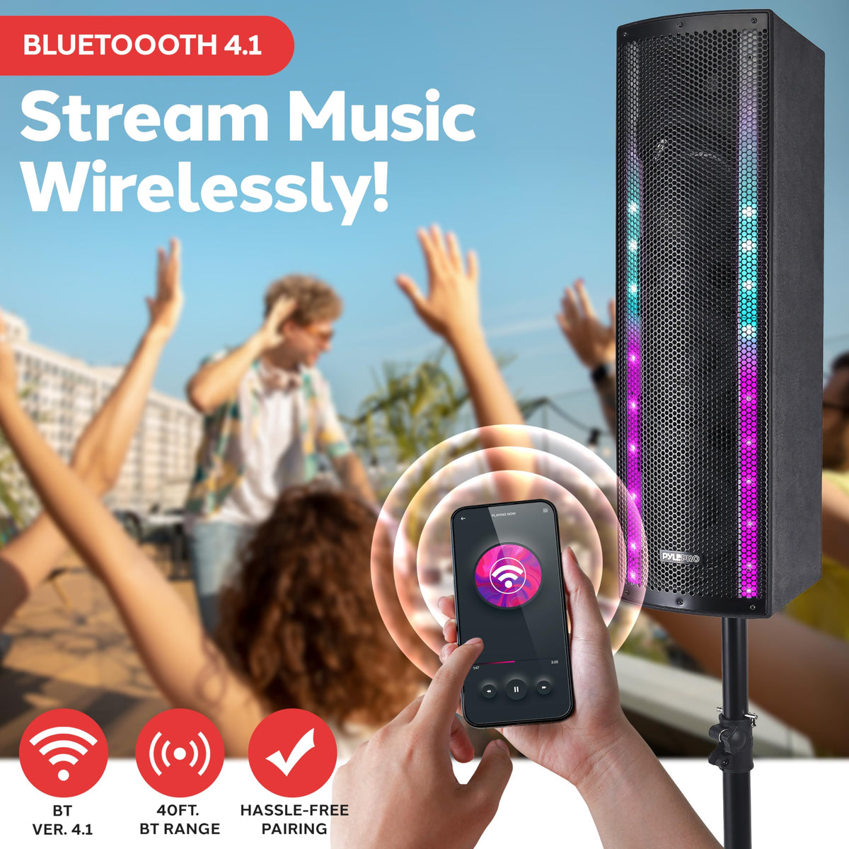 Pyle Portable Bluetooth Pa Speaker System - 3-Way Active & Passive ...