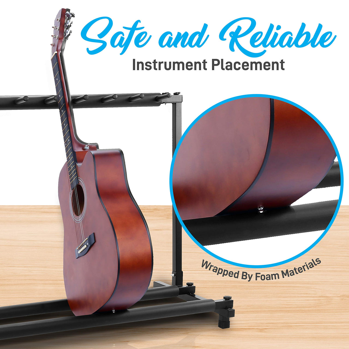 Pyle 9-Space Foldable Universal Multi Guitar Stand - Guitar Stand ...